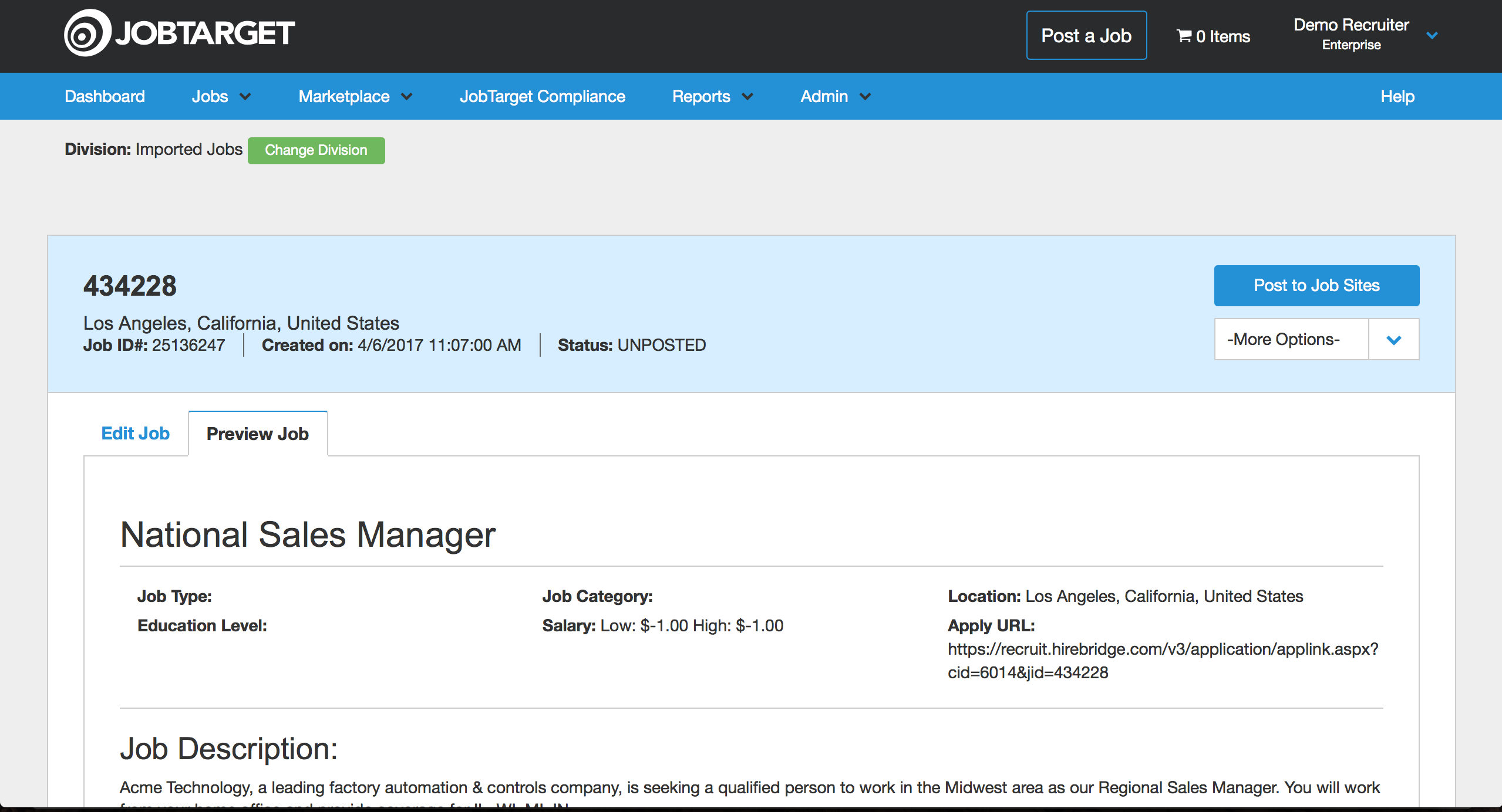 Posting Jobs to JobTarget – Hirebridge