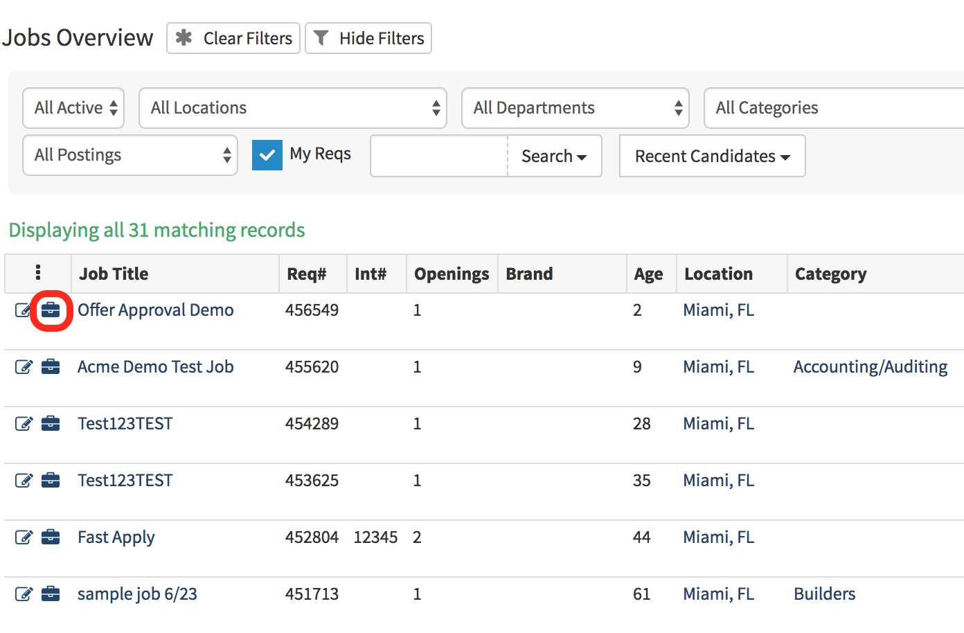 Job Overview (Briefcase) Quick Share Link – Hirebridge
