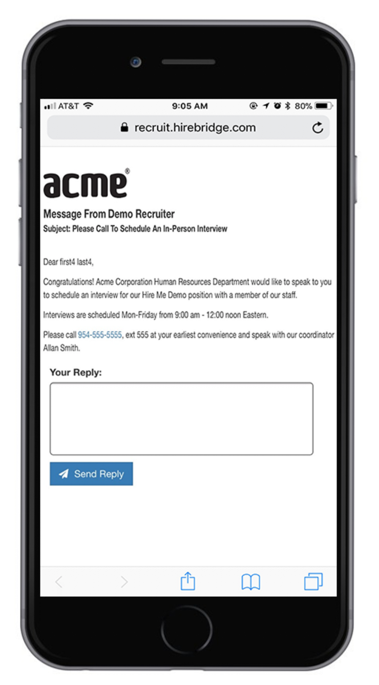 Sending a Text Message (SMS) to a Candidate – Hirebridge