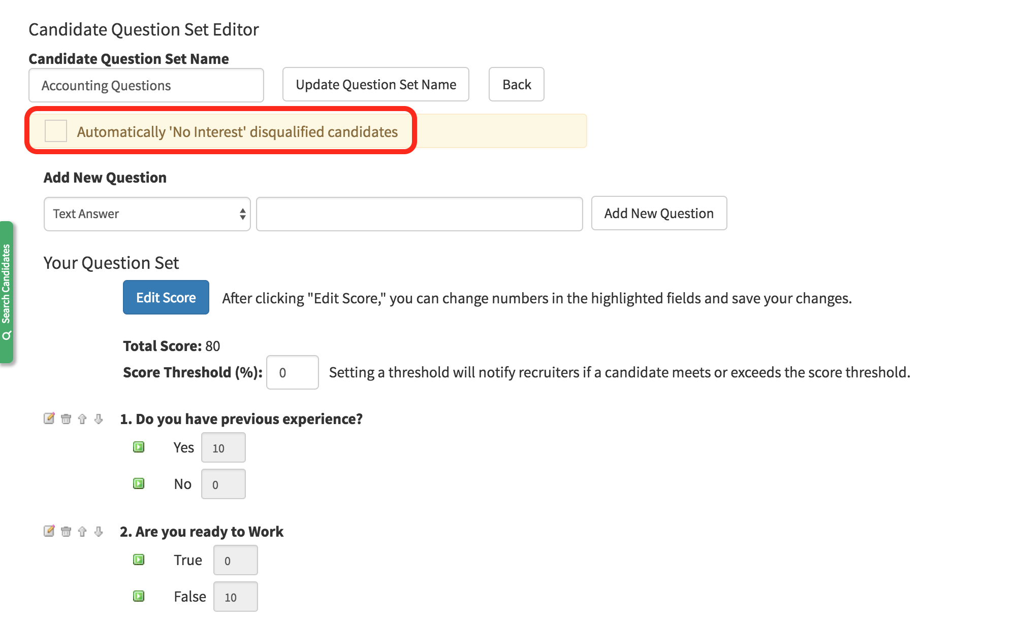 Auto - Reject/Disqualify Candidate Setup – Hirebridge