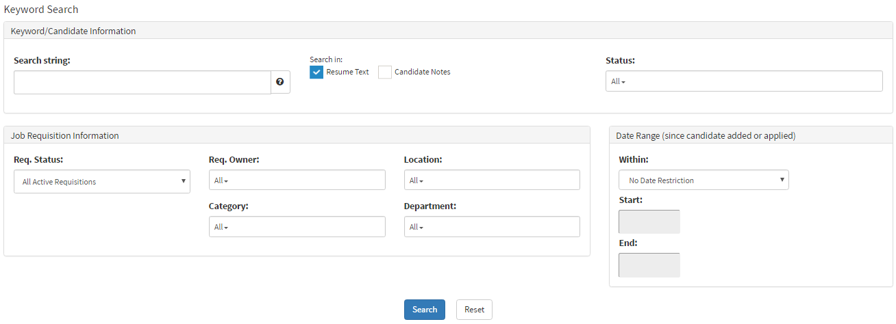 Candidate Keyword Search (Hiring Manager) – Hirebridge