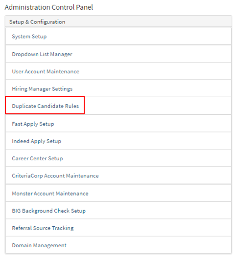 Duplicate Candidate Rules – Hirebridge