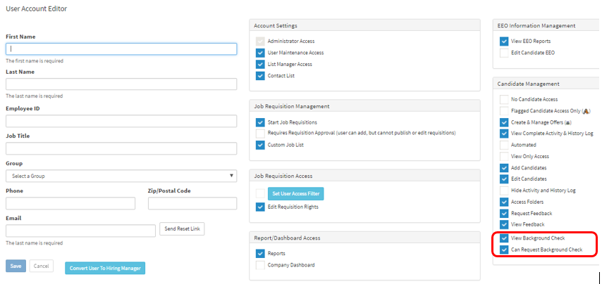 Background Check User Account Setup – Hirebridge