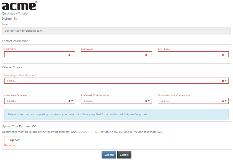 Quick Apply Setup/Process – Hirebridge