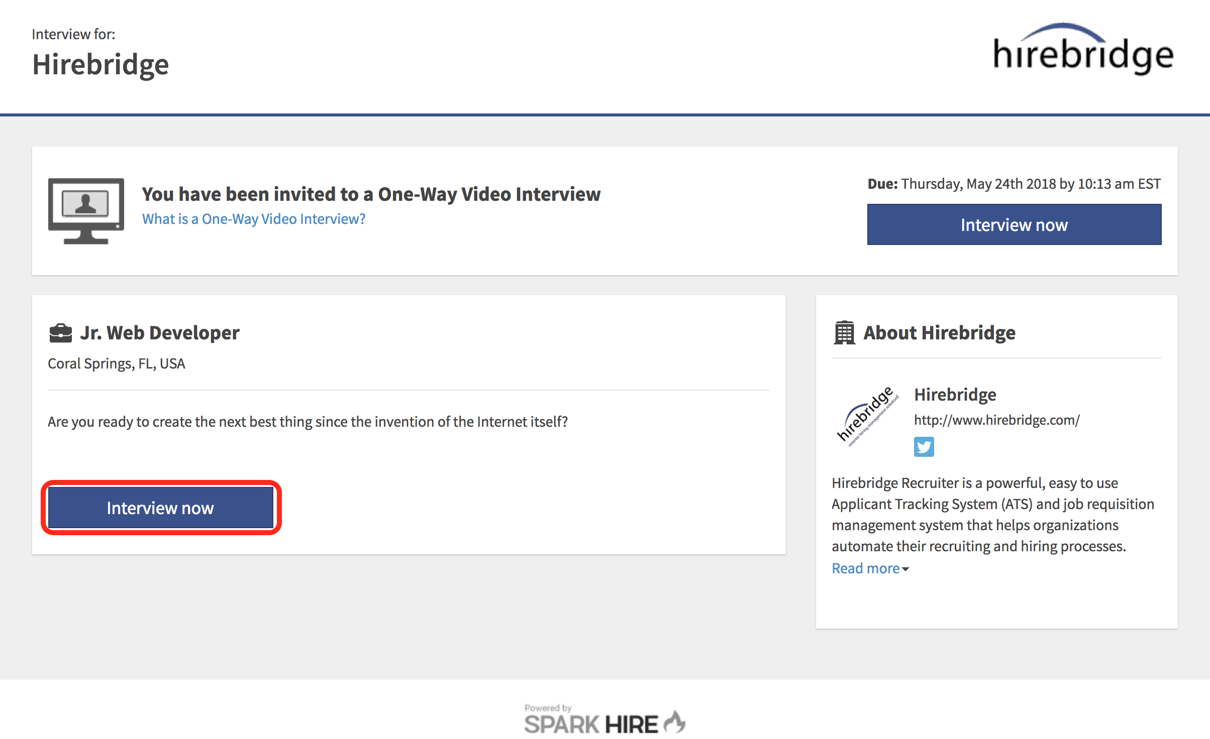 Video Interviews (Spark Hire) – Hirebridge