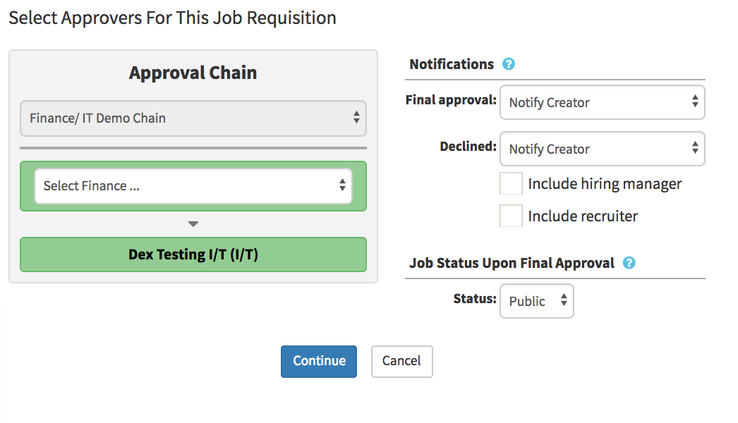 Offer/Requisition Approval Chain (Role Based) – Hirebridge