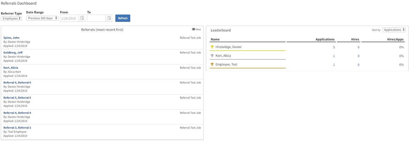 Referral Dashboard – Hirebridge