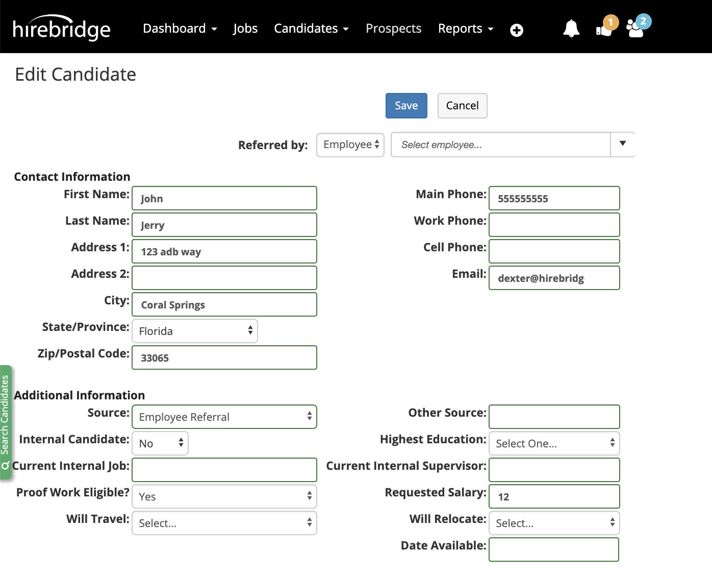 Edit Candidate Source – Hirebridge