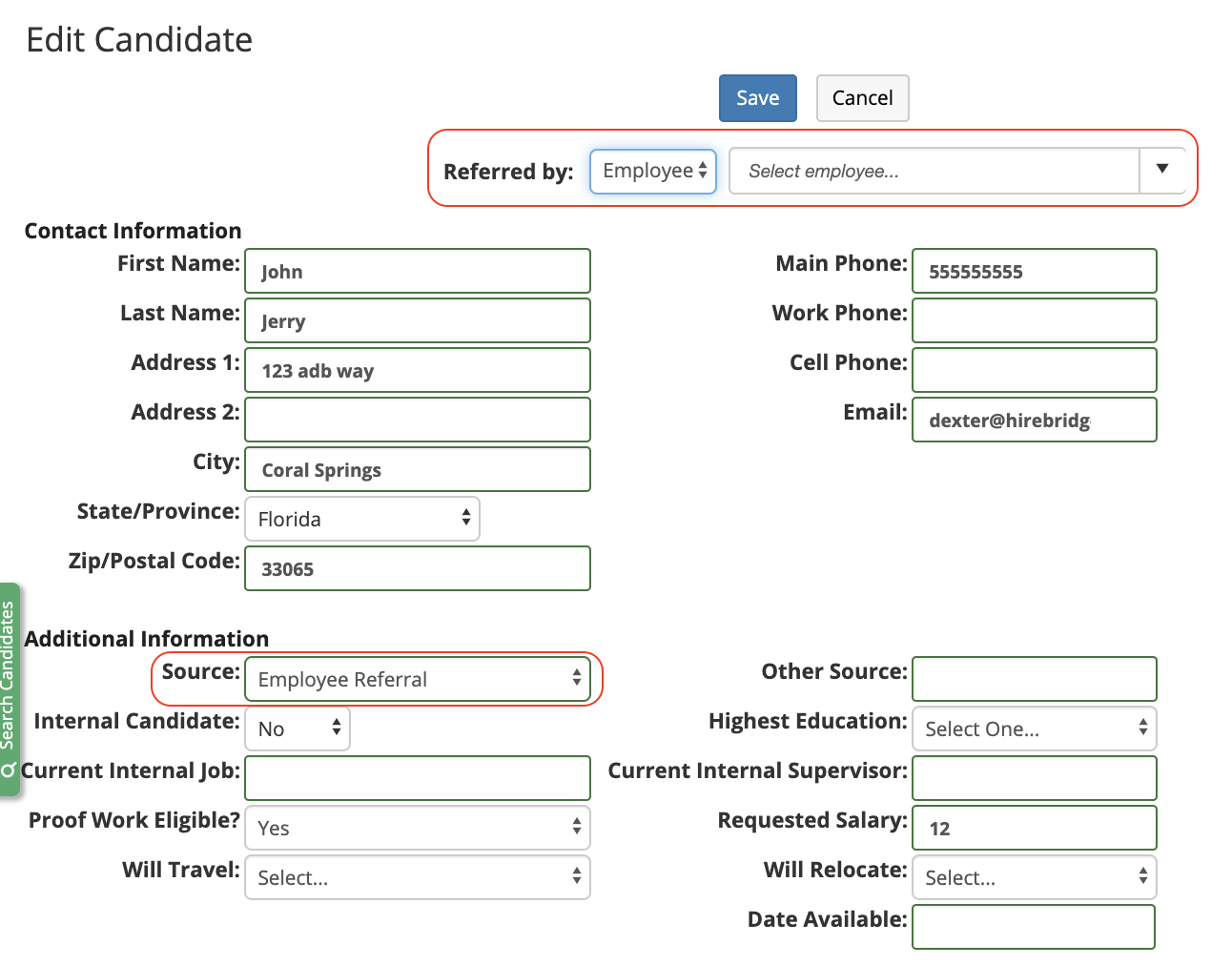 Edit Candidate Source – Hirebridge