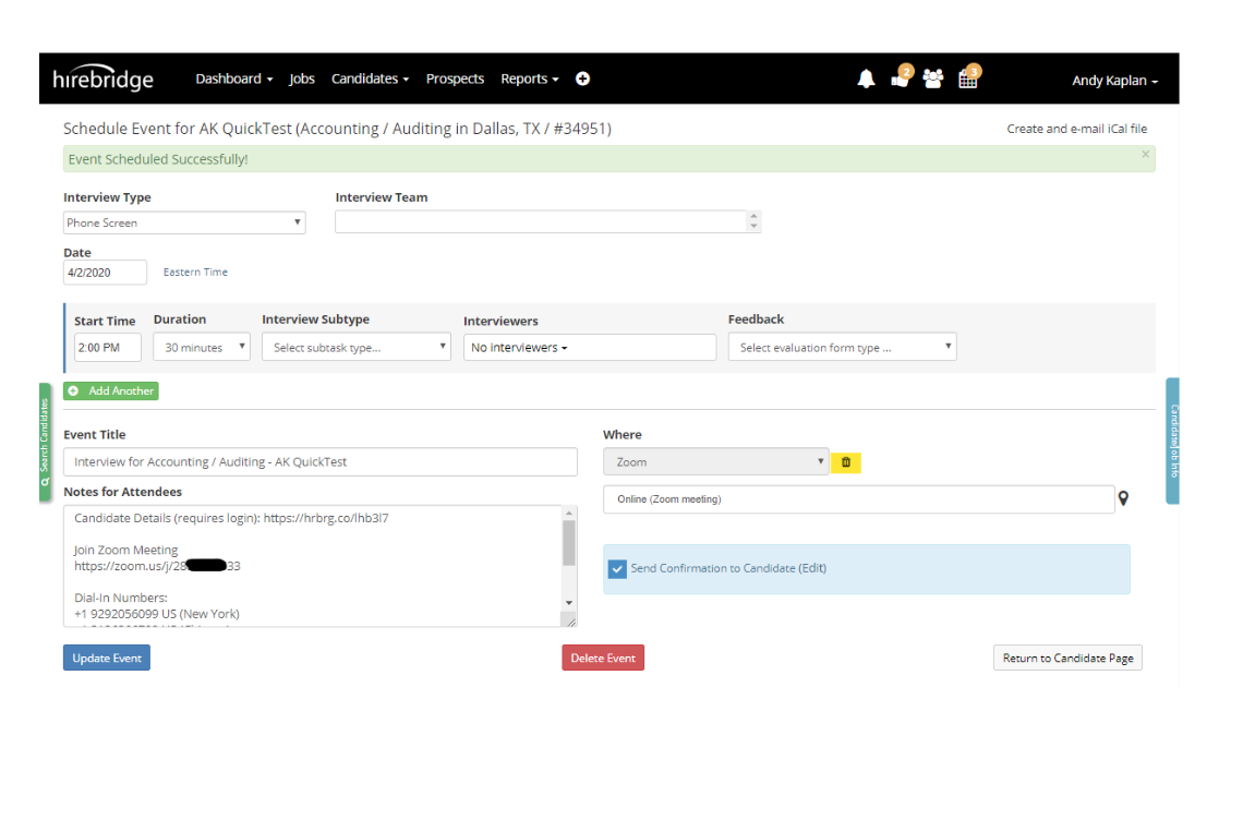 Zoom Meeting - Interview Integration – Hirebridge